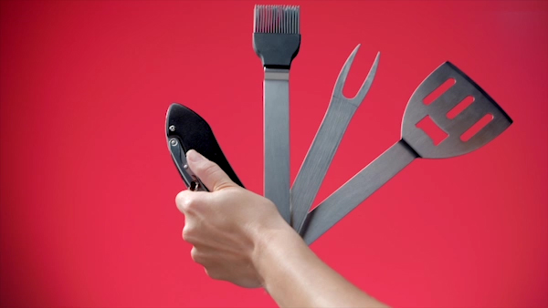 5-in-1 BBQ Multi-Tool: Grilling multi-tool with pocketknife design.