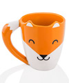 Fox Mug: Cute drinkware that looks like a smiling fox.