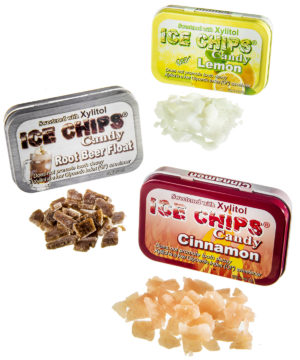 Ice Chips Candy: Hard candy made with tooth-friendly xylitol.