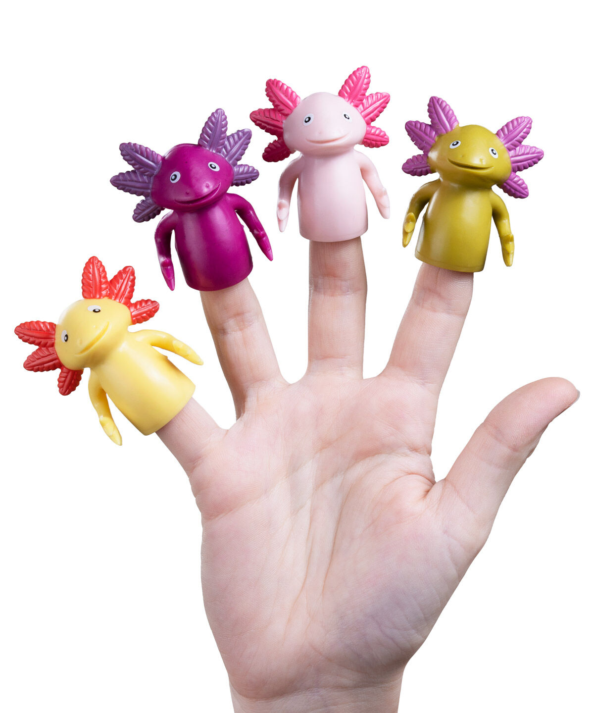 Axolotl Finger Puppets: Finger toppers styled after the adorable amphibian.