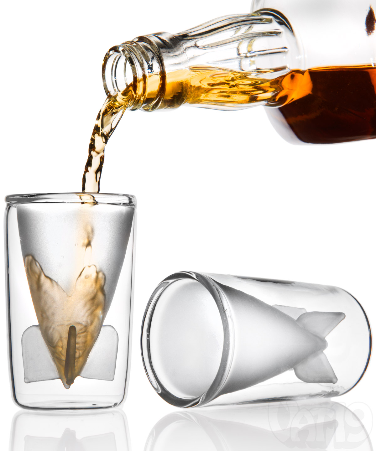 Bombs Away Shot Glasses with frosted missile-like interior