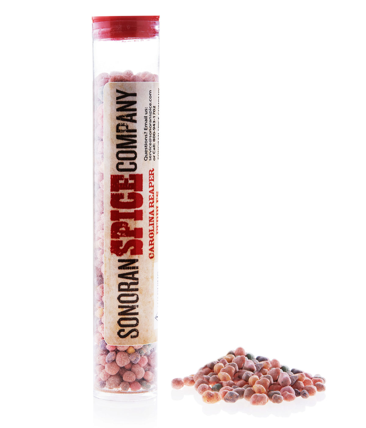 Carolina Reaper Pebbles: Extremely spicy hard candy nuggets.