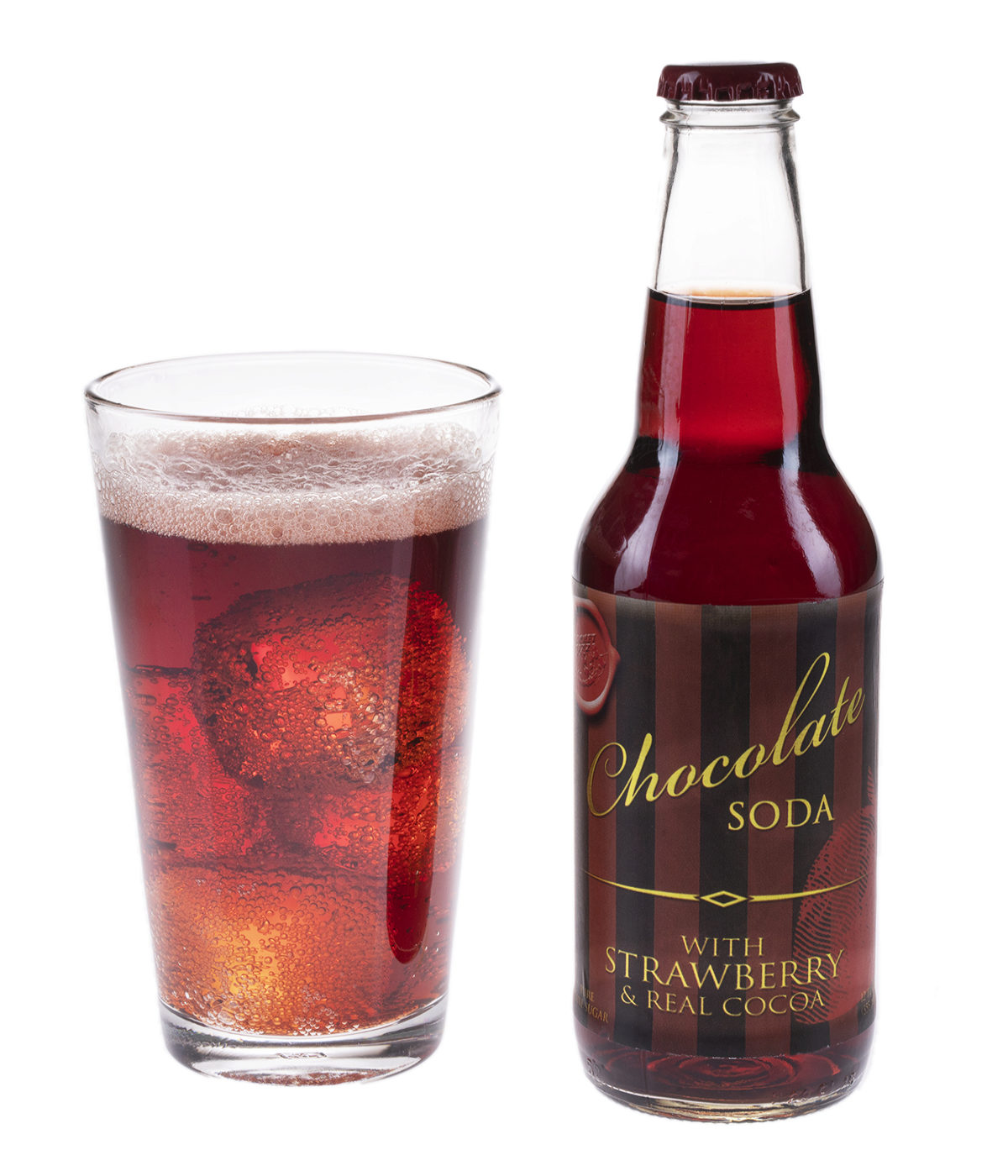 Chocolate Strawberry Soda: Strawberry and cocoa-flavored soda pop.