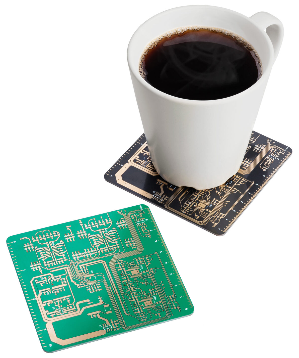Circuit Board Coasters: Set your drink on a real circuit board!