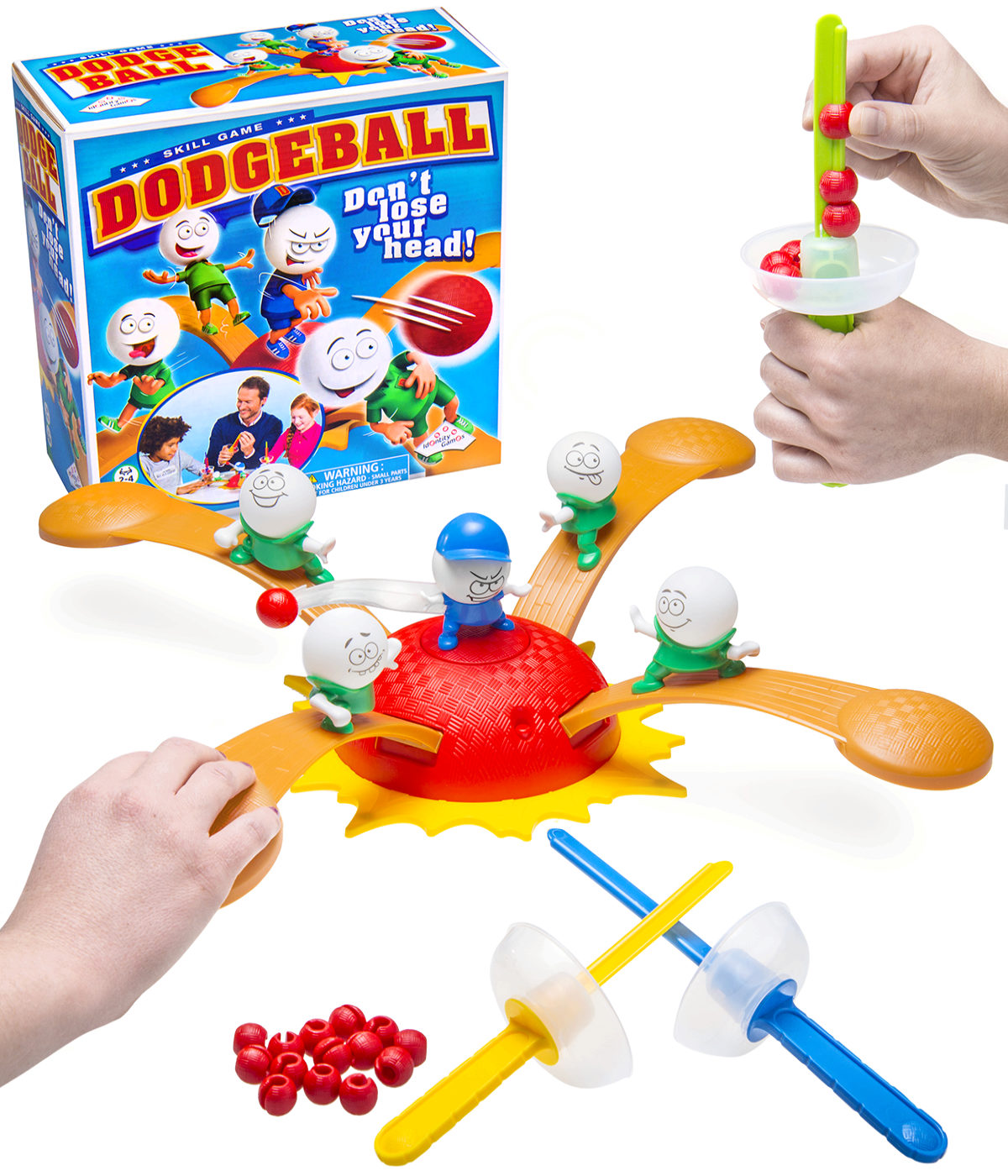 Dodgeball Skill Game: Race to stack your pieces before you get hit!