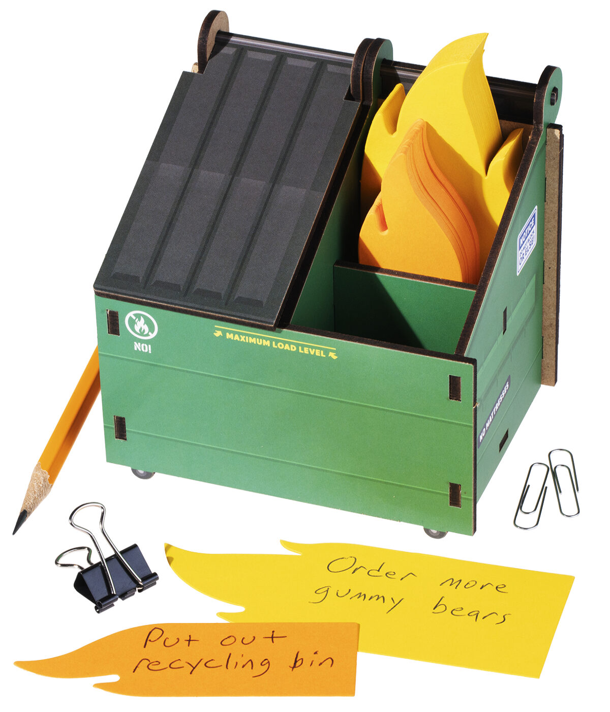 Dumpster Desk Bin: A hilarious waste bin themed desk caddy.