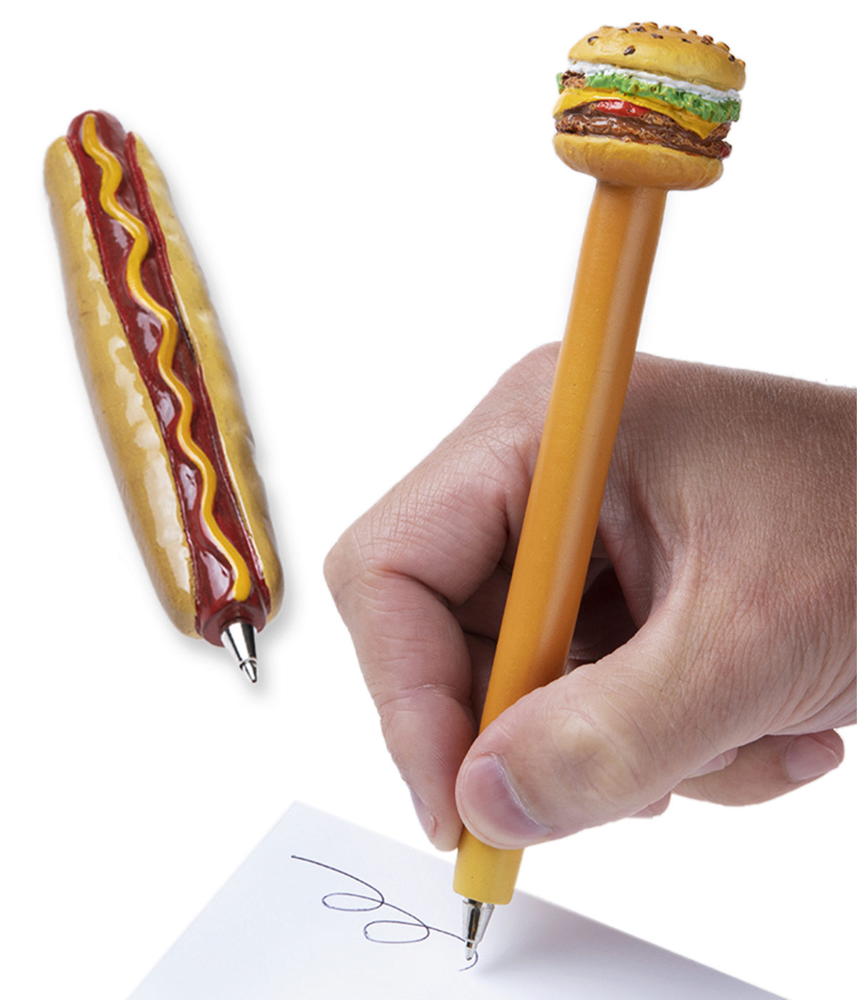 Fast Food Pens: Hand-crafted pens with designs featuring greasy food.