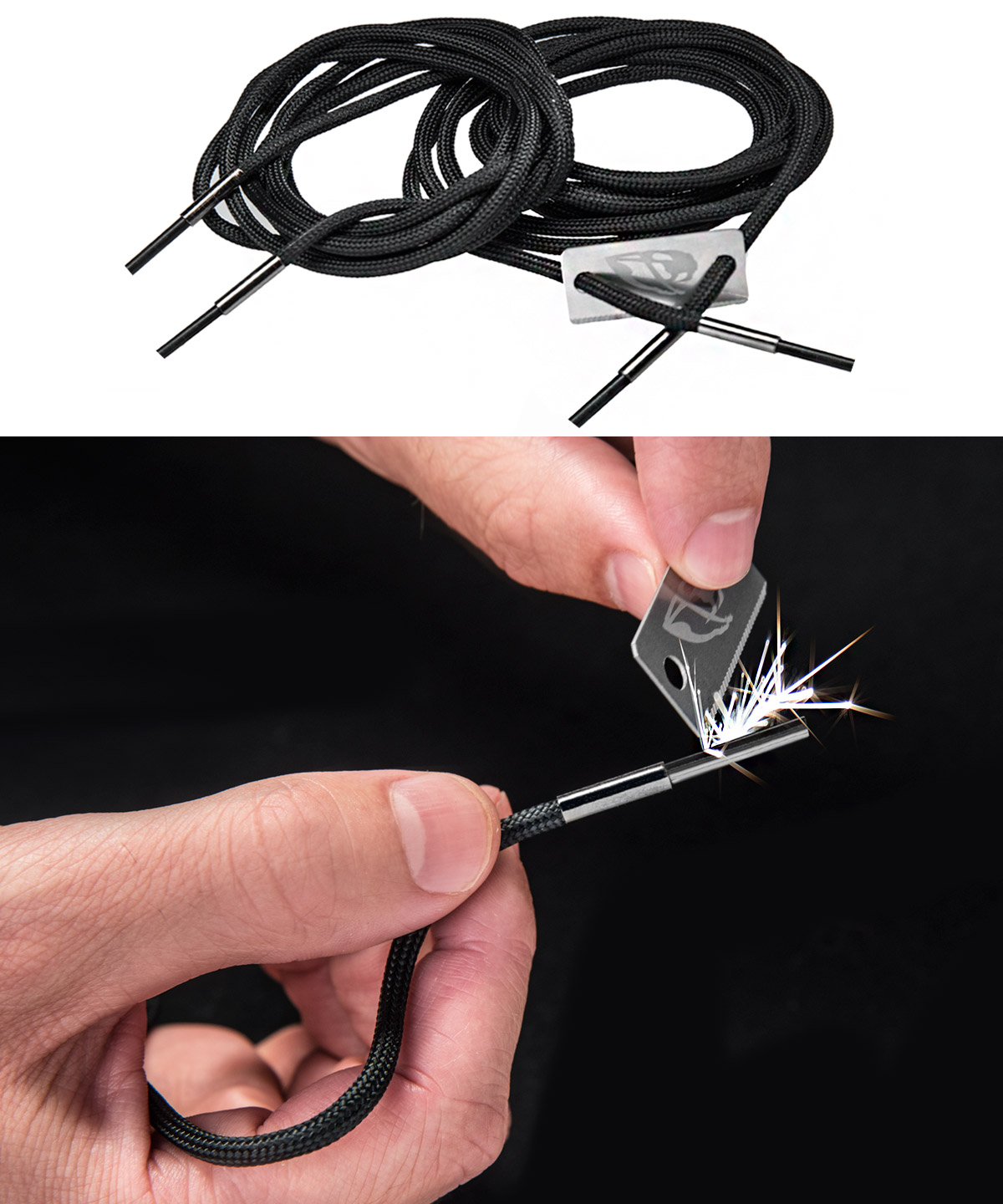 Flint Laces: Boot Laces with Integrated Fire Starters