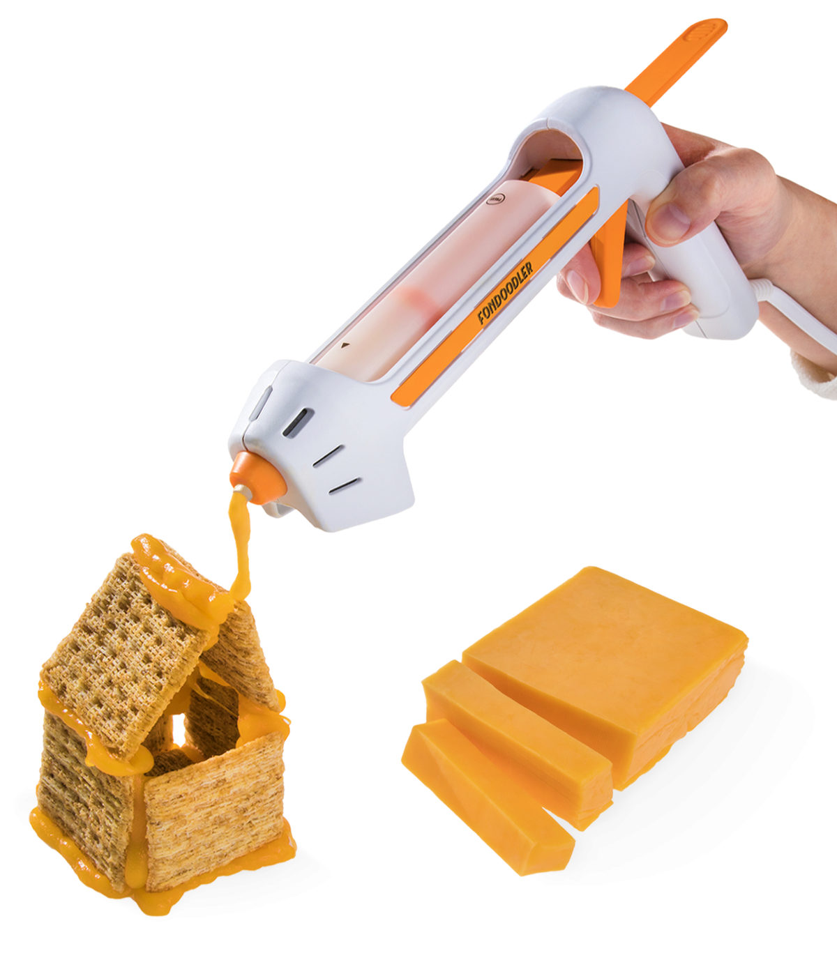 Fondoodler: Hot glue gun but for cheese!