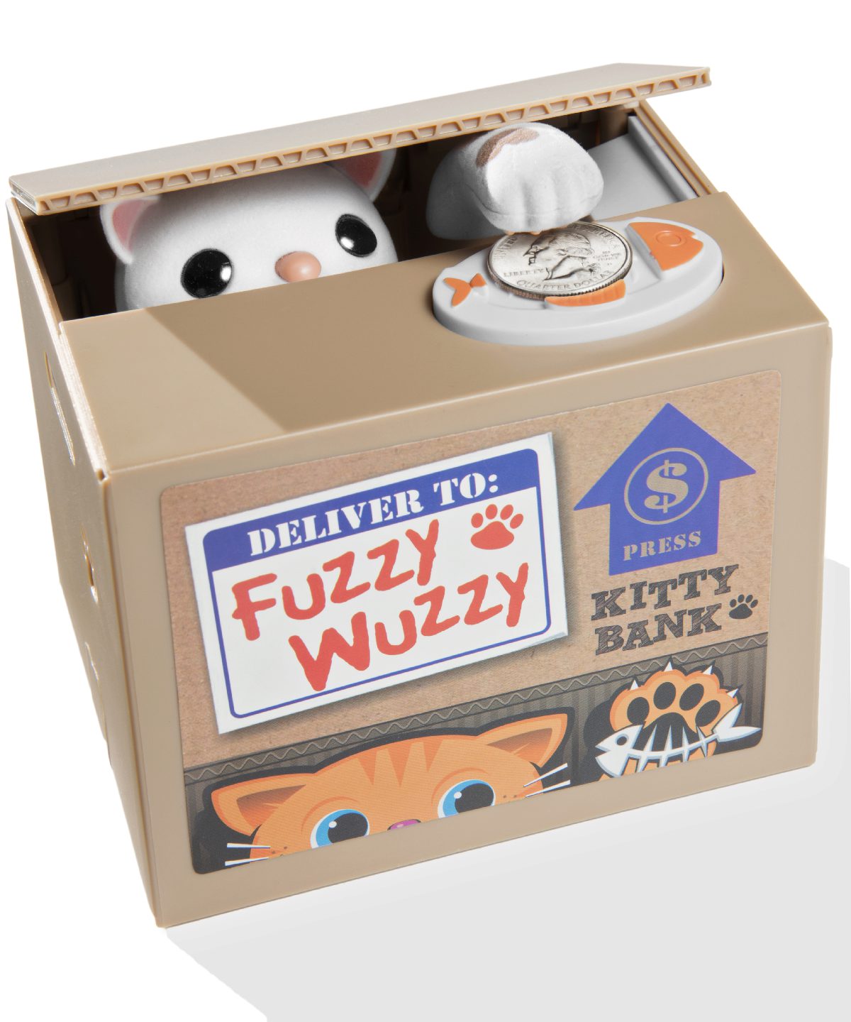 Fuzzy Wuzzy Kitty Bank: Cat-themed Motorized Animatronic Coin ...
