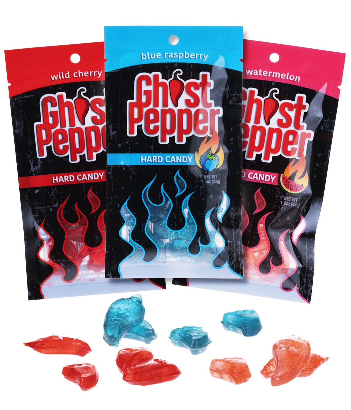 Ghost Pepper Hard Candies: Fruity hard candy with a Ghost Pepper kick.