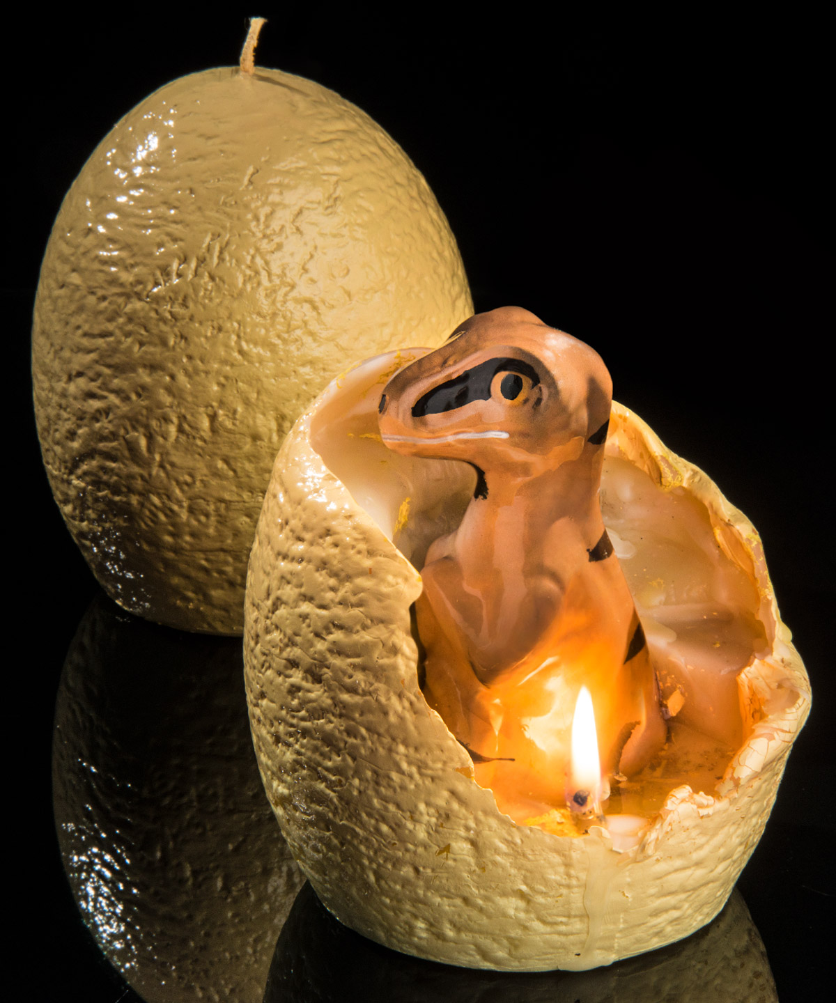 Hatching Dinosaur Candle: Wax candle burns away to reveal a baby ...