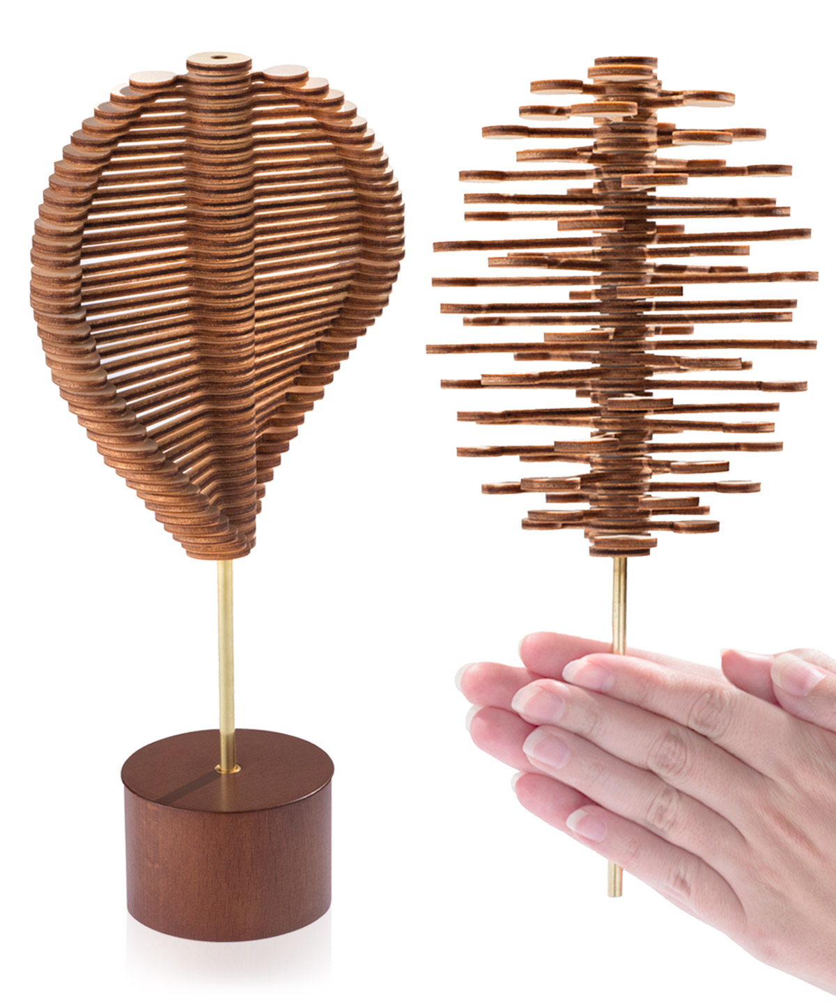 Helicone: Desk toy transforms from helix to pine cone.