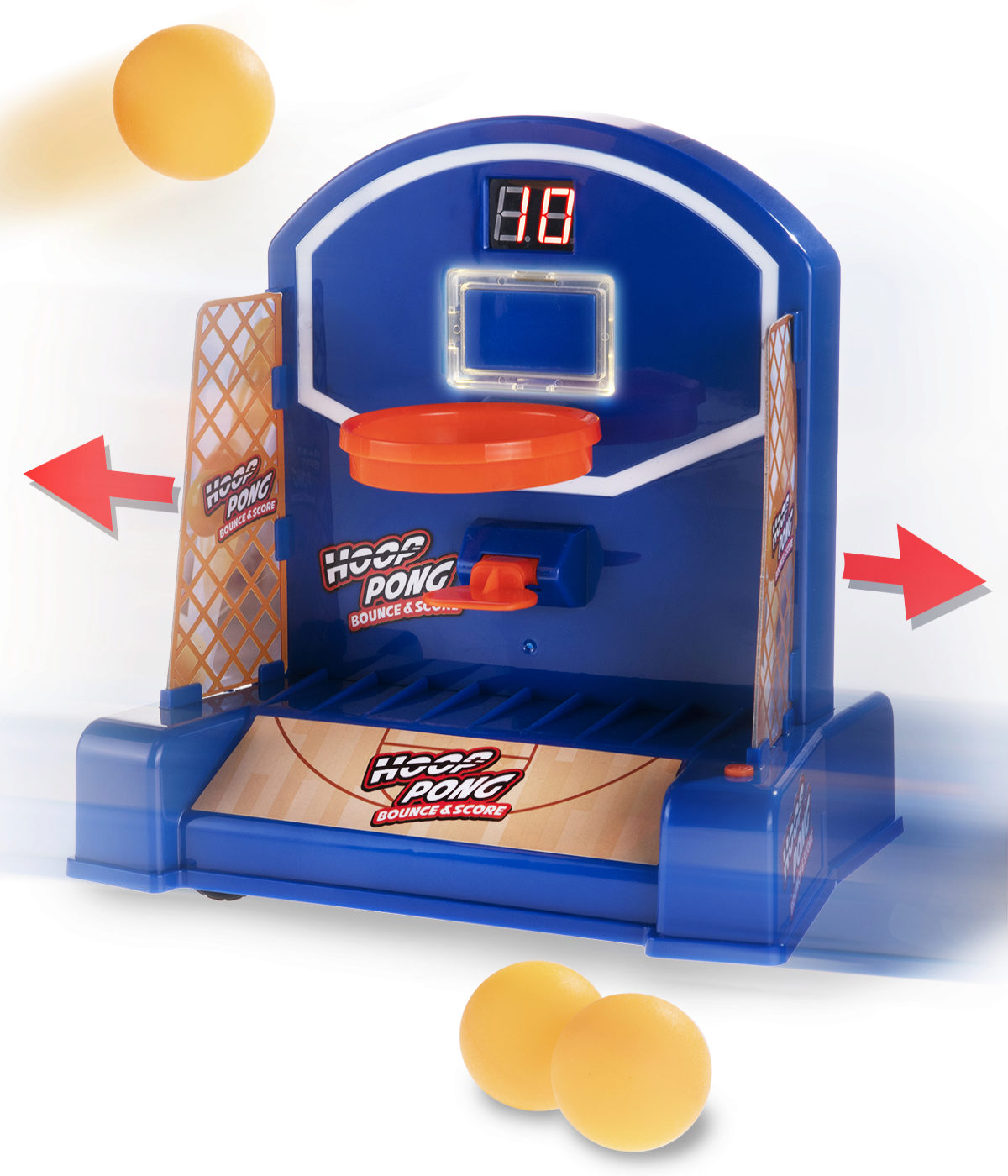 Hoop Pong: Bounce your ball into the moving basket!