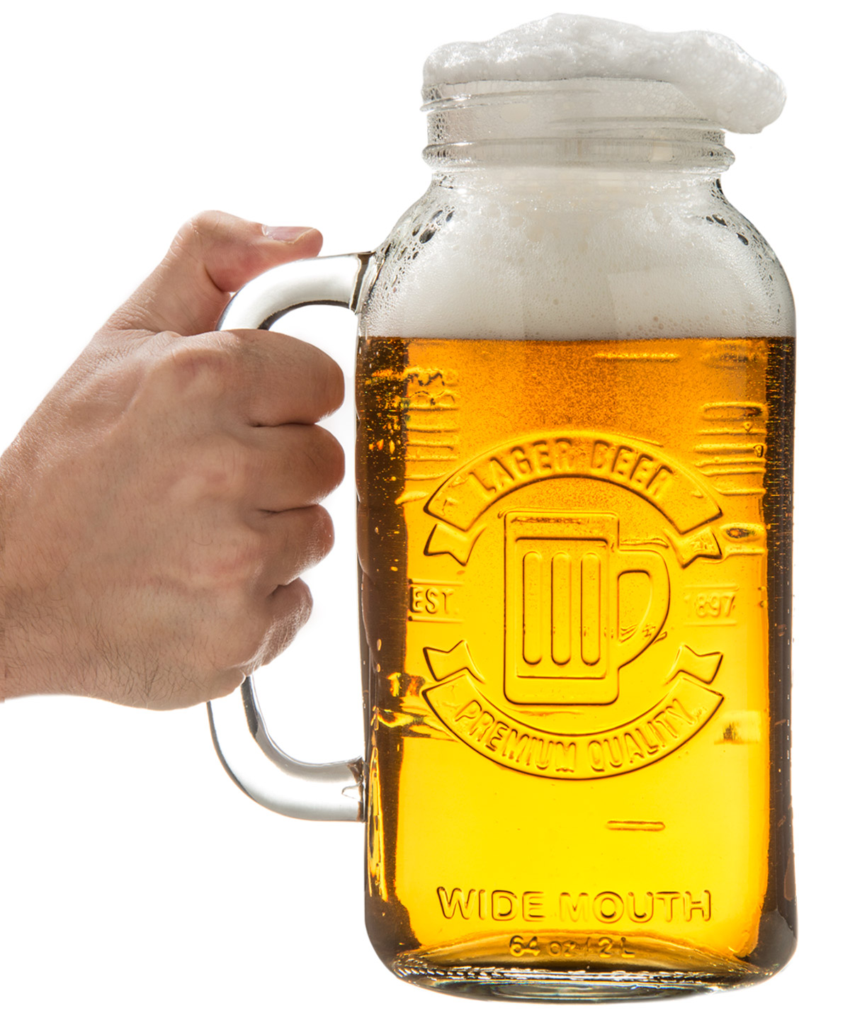 Mason Jar Beer Stein: Holds a Half Gallon of Beer