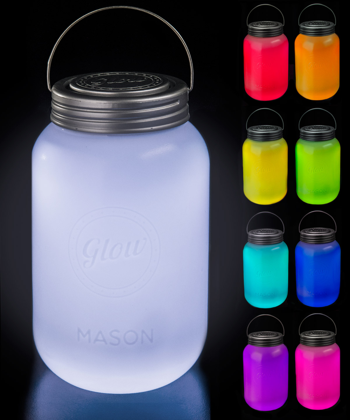 Mason Jar LED Lamp: Multi-color glowing jar