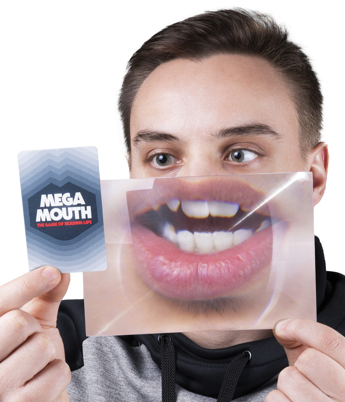 Mega Mouth Game: A lip-reading challenge with a massive magnifier.