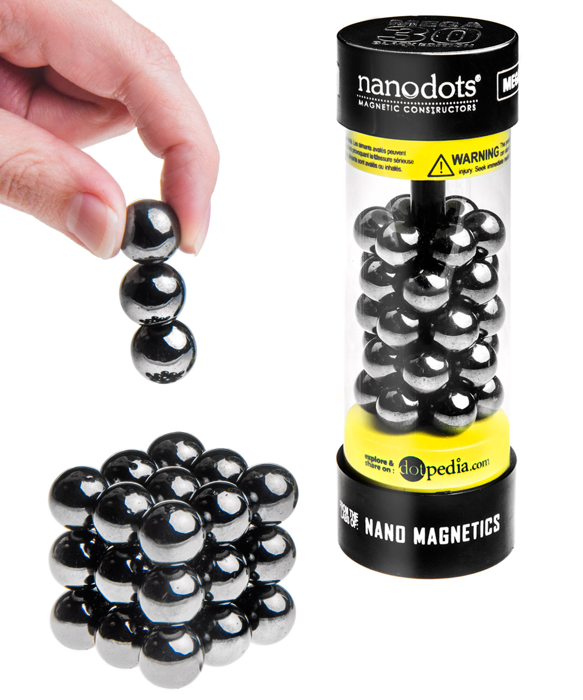 Mega NanoDots: Magnetic marbles for building and playing.