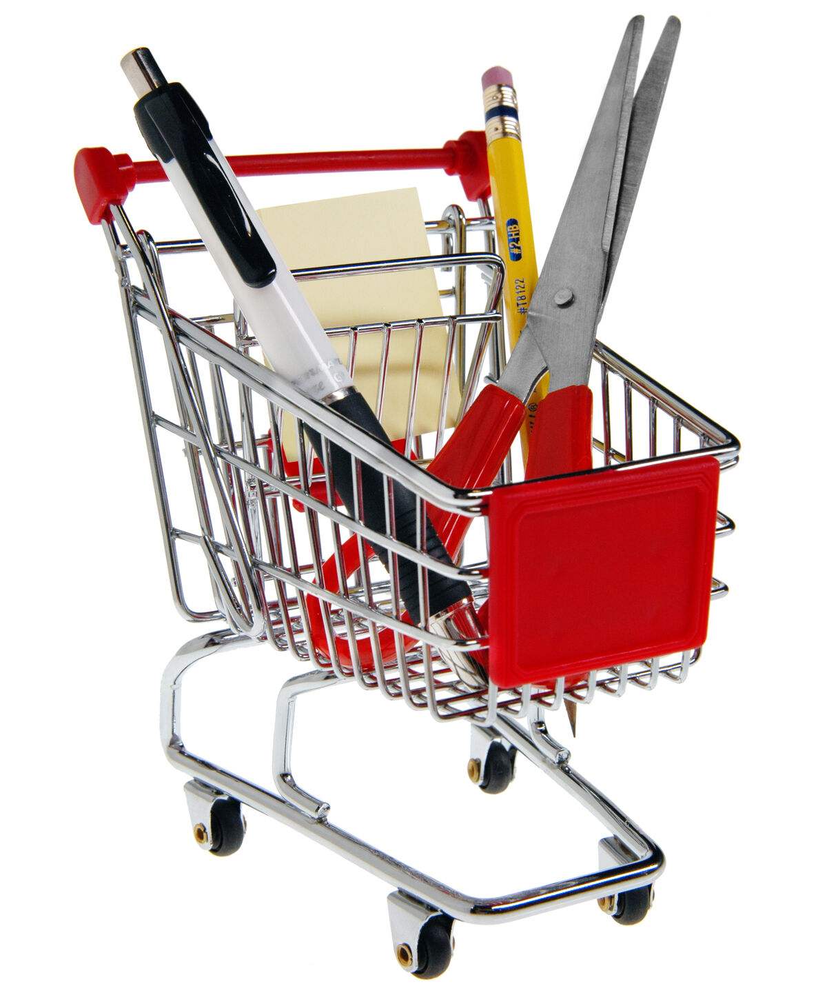 Mini Shopping Cart: Desk caddy looks and works just like the real thing