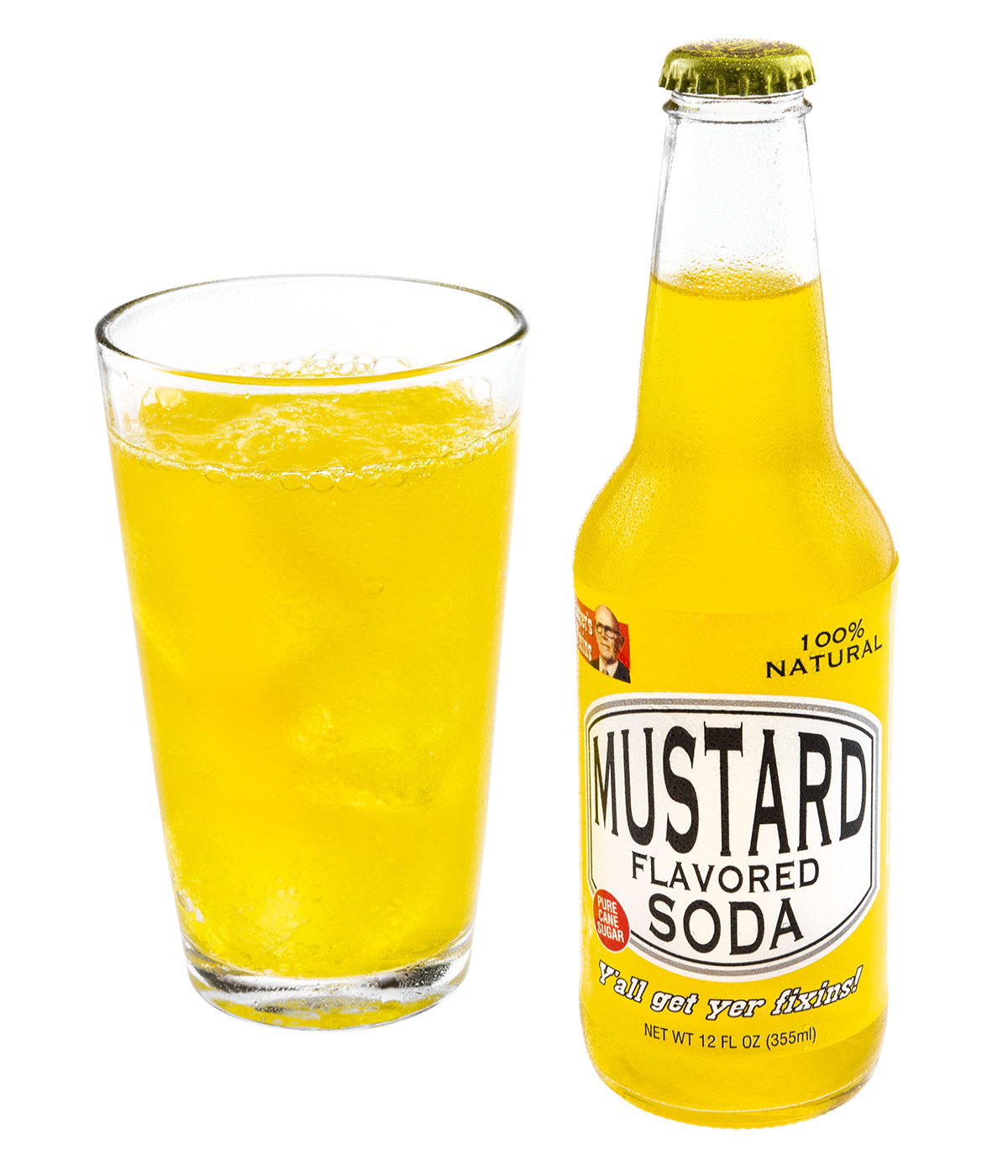 Mustard Soda: Fizzy soft drink that tastes like yellow mustard.
