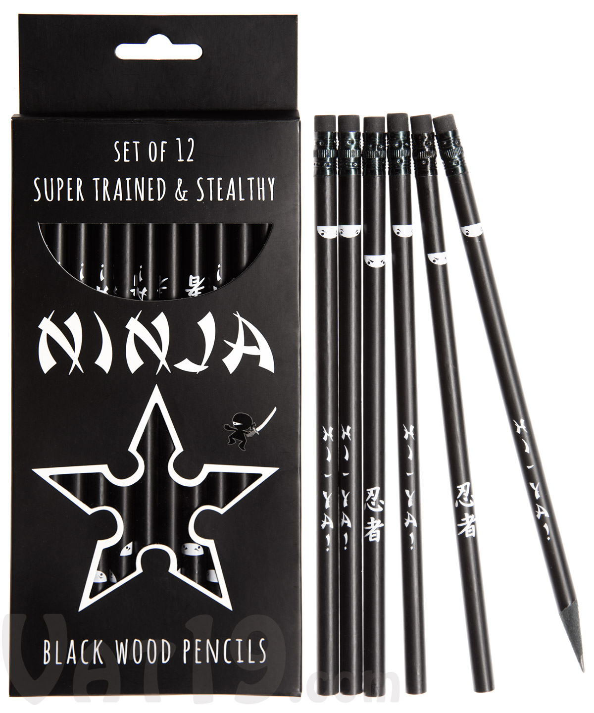 Ninja Pencils: Set of 12 black wood pencils.