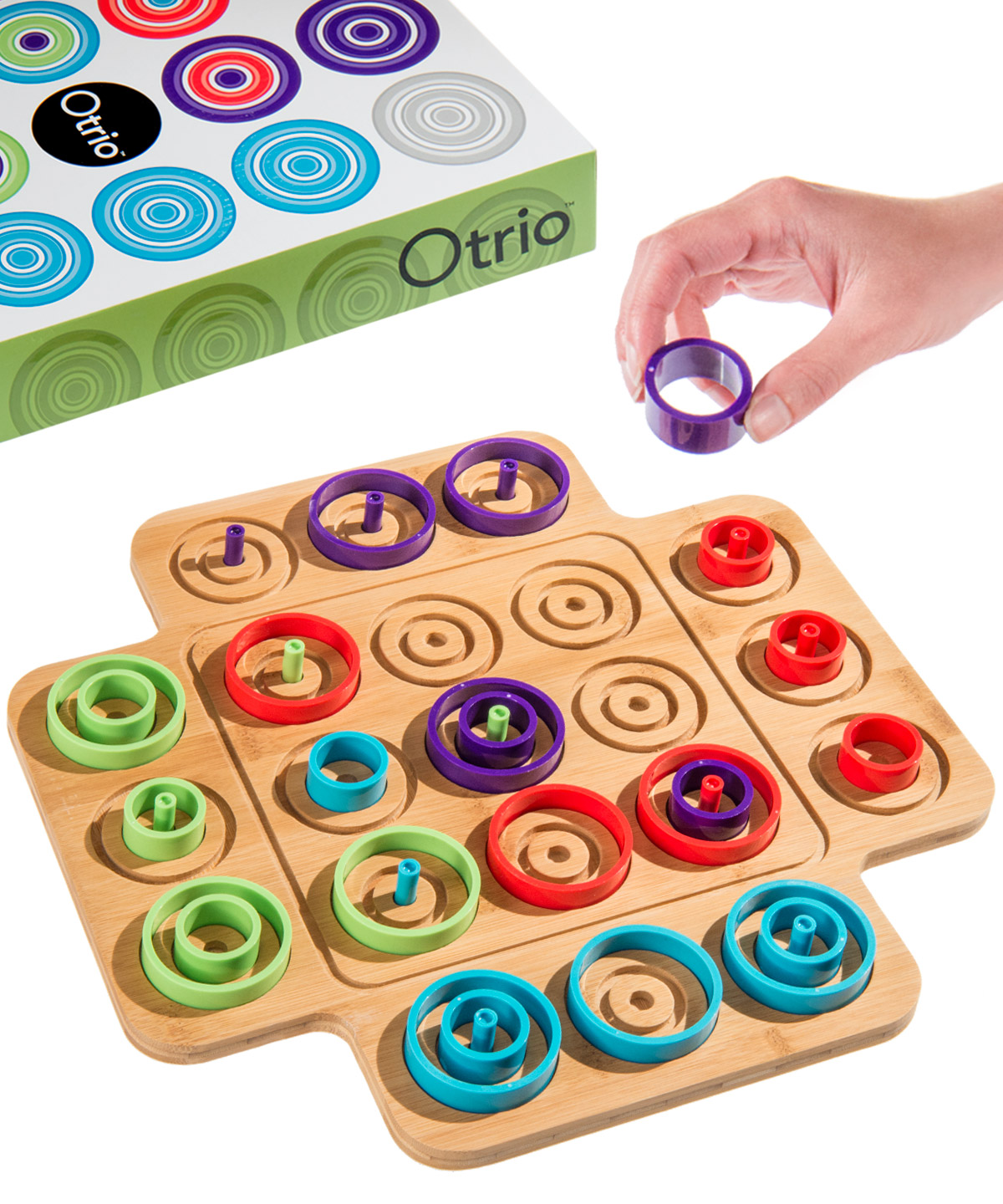 Otrio: Critical thinking, strategy, and memory board game.