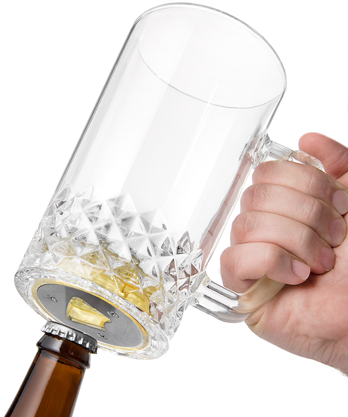 Pop 'n Pour Beer Mug with Built-in Bottle Opener