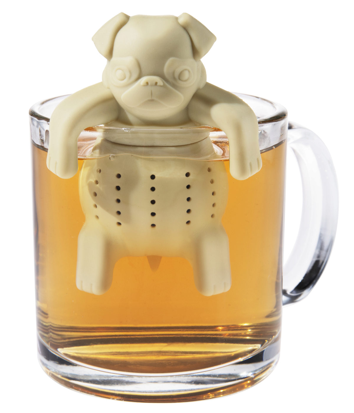 Pug in a Mug Tea Infuser: Silicone steeper shaped like a snub-nosed dog.