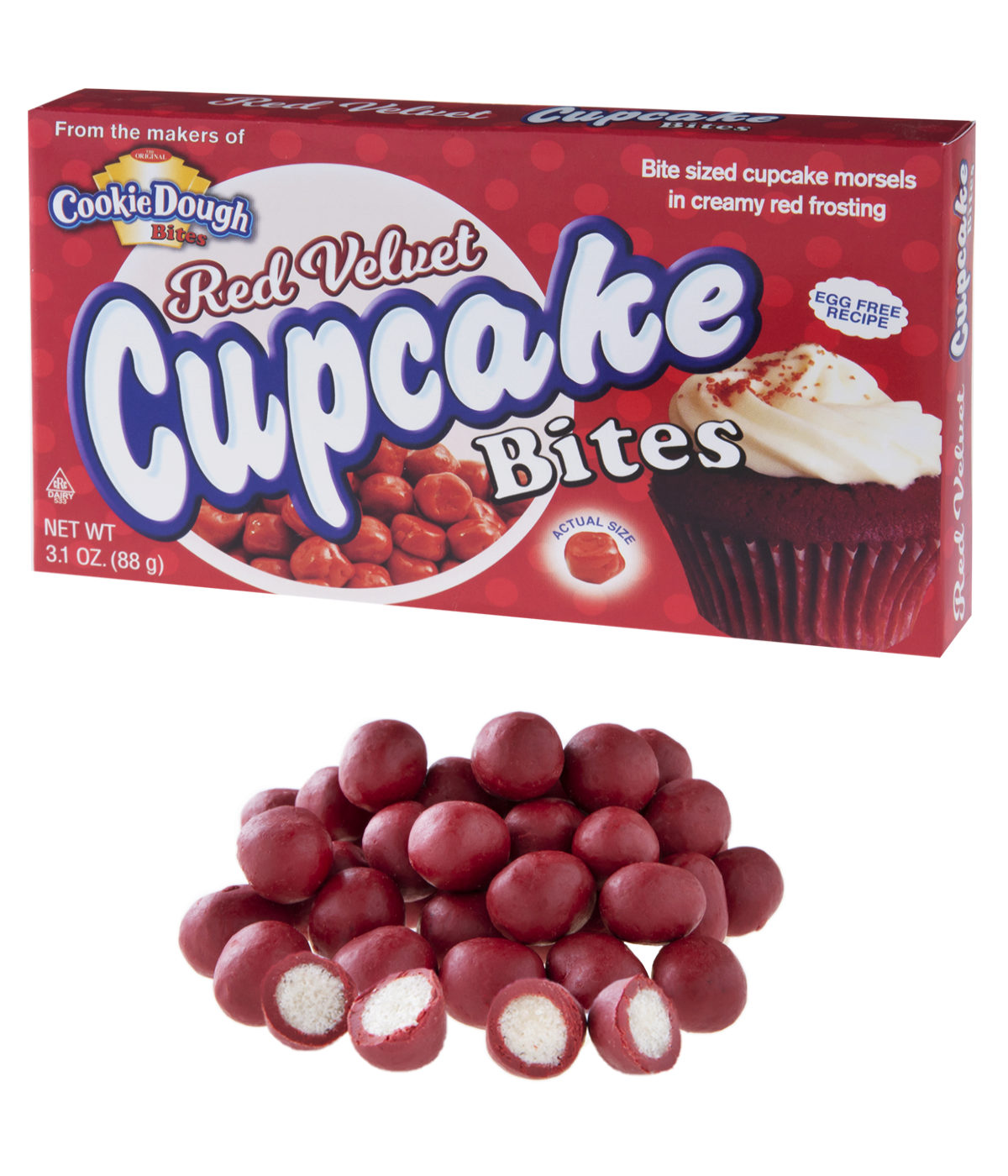 Red Velvet Cupcake Bites: Bite-size morsels of red velvet-flavored candy.