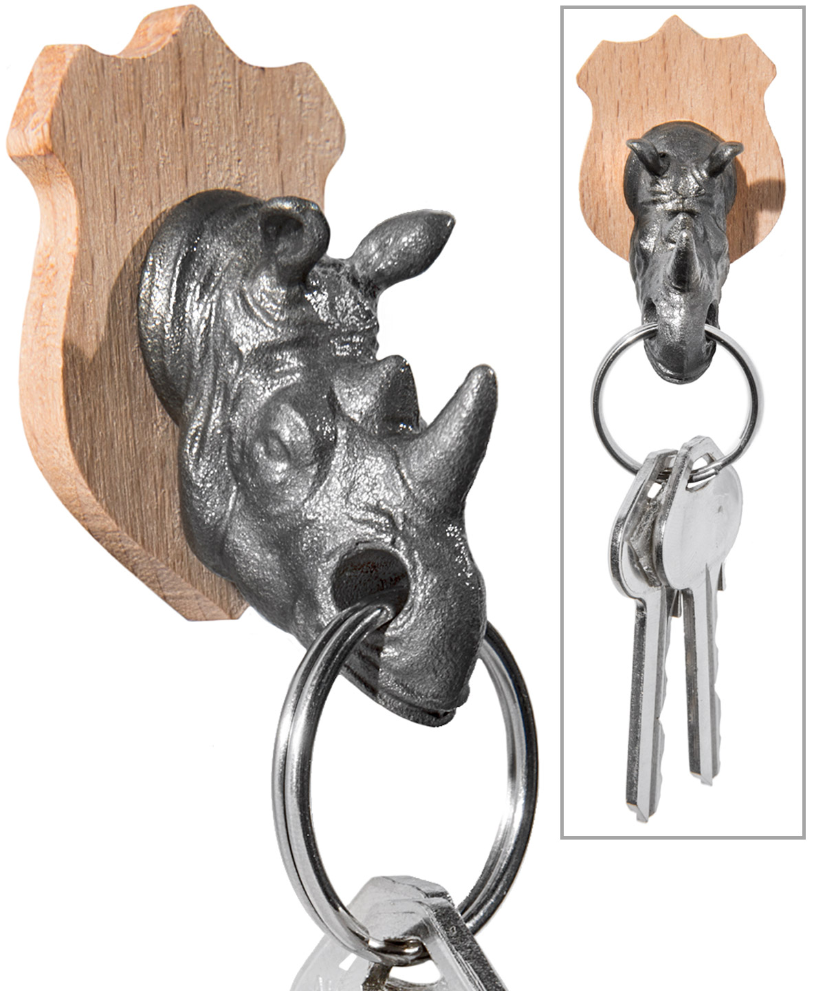 Rhino Head Key Holder: Keep your keys on a little statue of big game