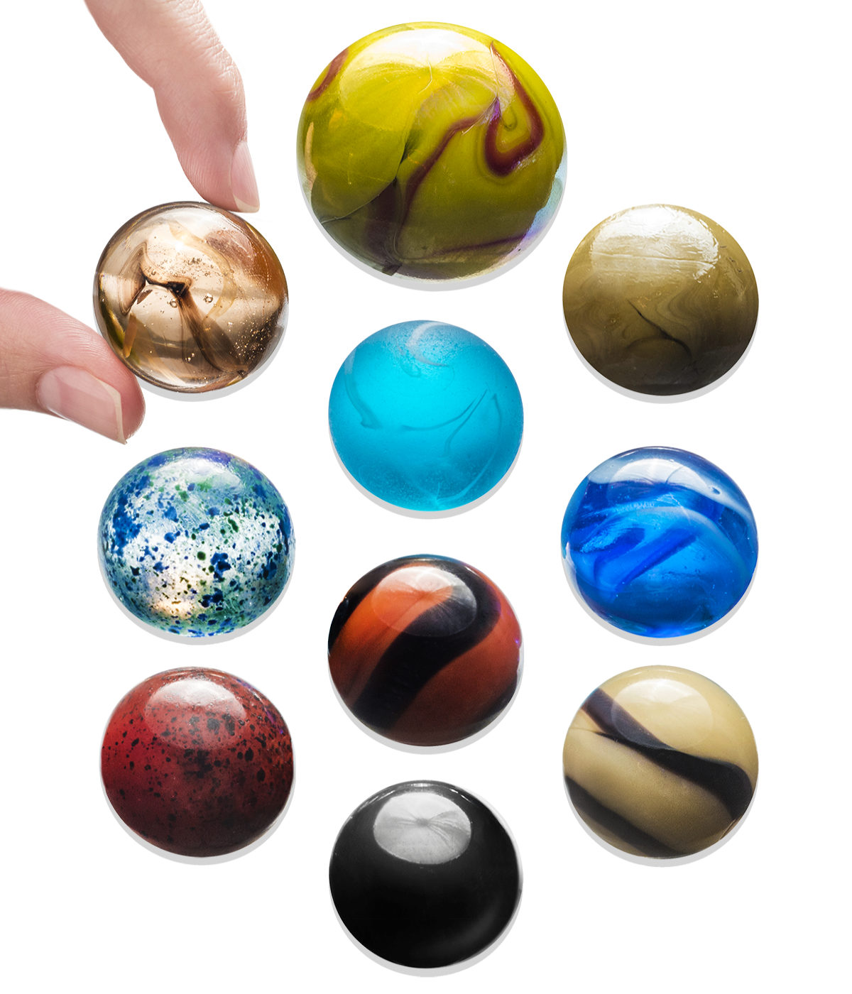 Solar System Marble Set: Collectible set of solar objects formed in glass.