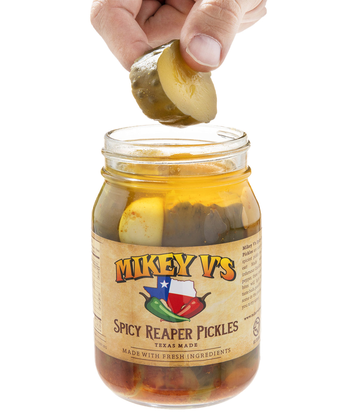 Spicy Reaper Pickles: Pickled cucumbers imbued with Carolina Reaper spice.