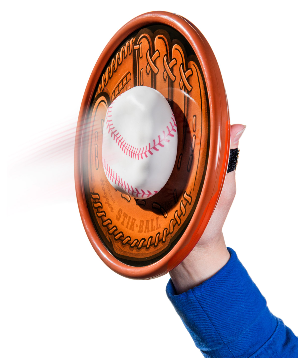 Stikball: Soft sticky plaything styled like a baseball.