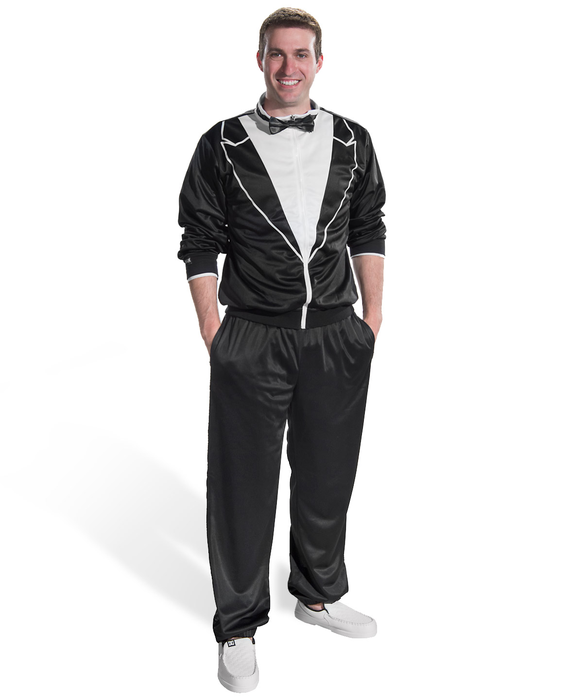 Traxedo: A comfortable tuxedo made from tracksuit material.