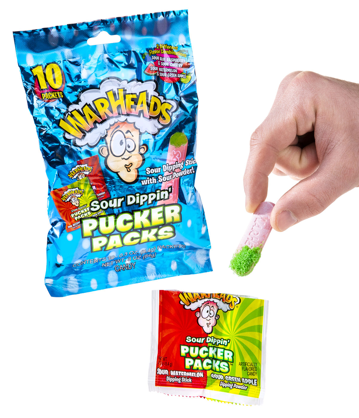WarHeads Pucker Packs: Delicious dual-flavored sour dipping candy.