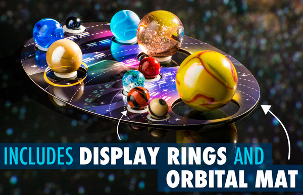 Solar System Marble Set: Collectible set of solar objects formed in glass.